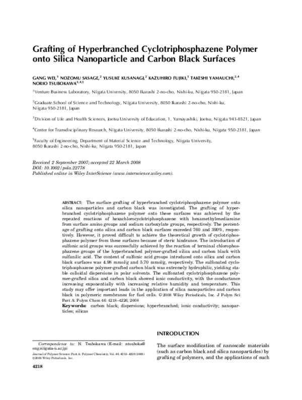 (PDF) Grafting of hyperbranched cyclotriphosphazene polymer onto silica ...