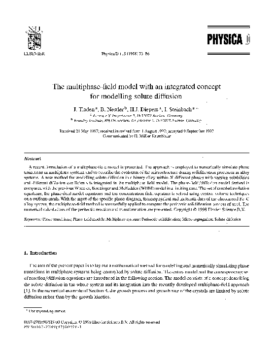 (PDF) The multiphase-field model with an integrated concept for ...