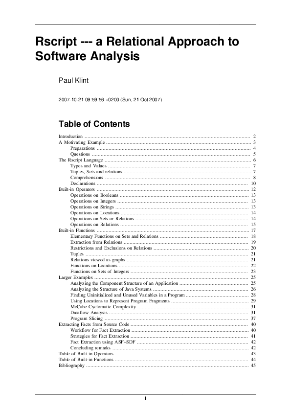 (PDF) Chapter 1. Rscript --- a Relational Approach to Software Analysis