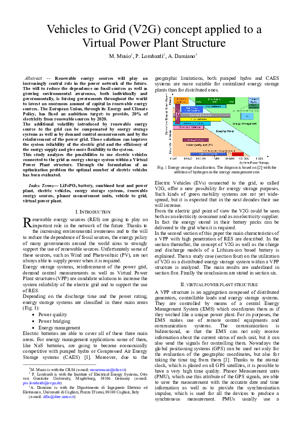 (PDF) Vehicles to grid (V2G) concept applied to a virtual power plant ...