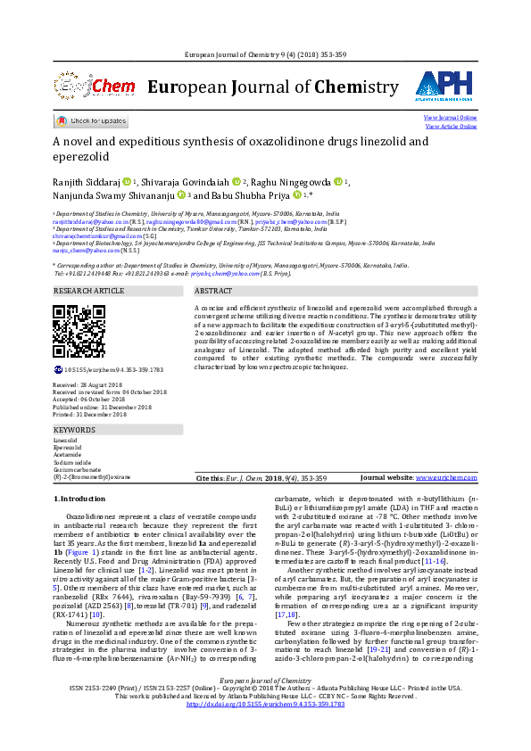 (PDF) A novel and expeditious synthesis of oxazolidinone drugs ...