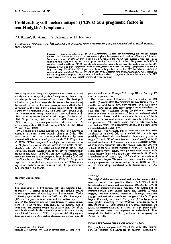 (PDF) Proliferating cell nuclear antigen (PCNA) as a proliferative ...