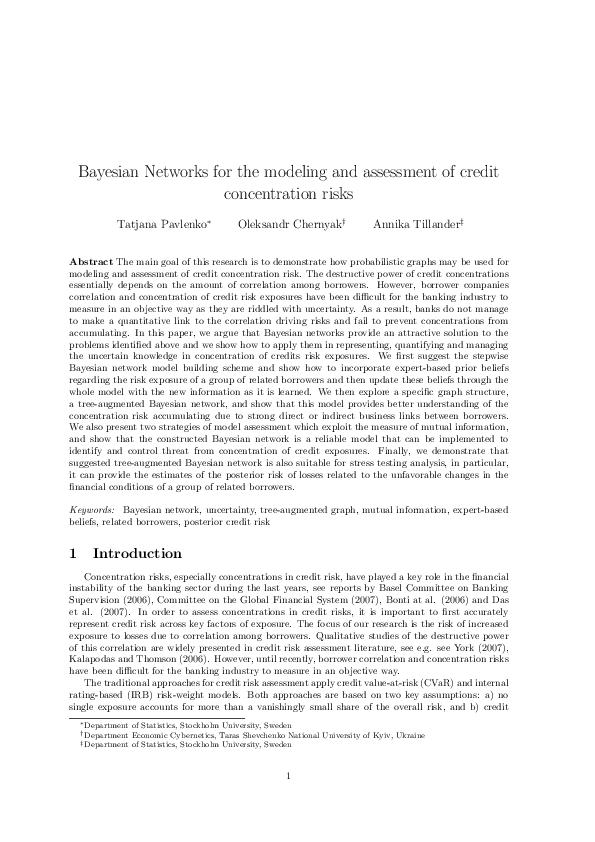 (PDF) Bayesian Networks for Modeling and Assessment of Credit ...