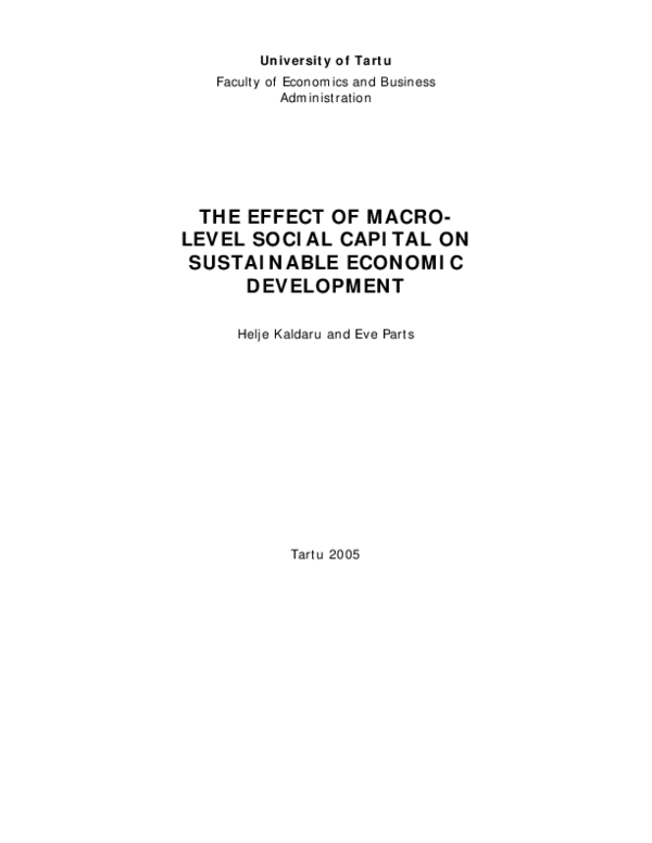 (PDF) The Effect of Macro-level Social Capital on Sustainable Economic ...