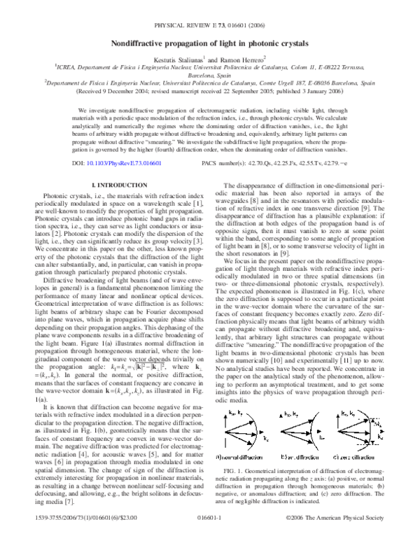 (PDF) Nondiffractive propagation of light in photonic crystals