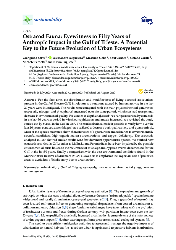 (PDF) Ostracod Fauna: Eyewitness to Fifty Years of Anthropic Impact in ...