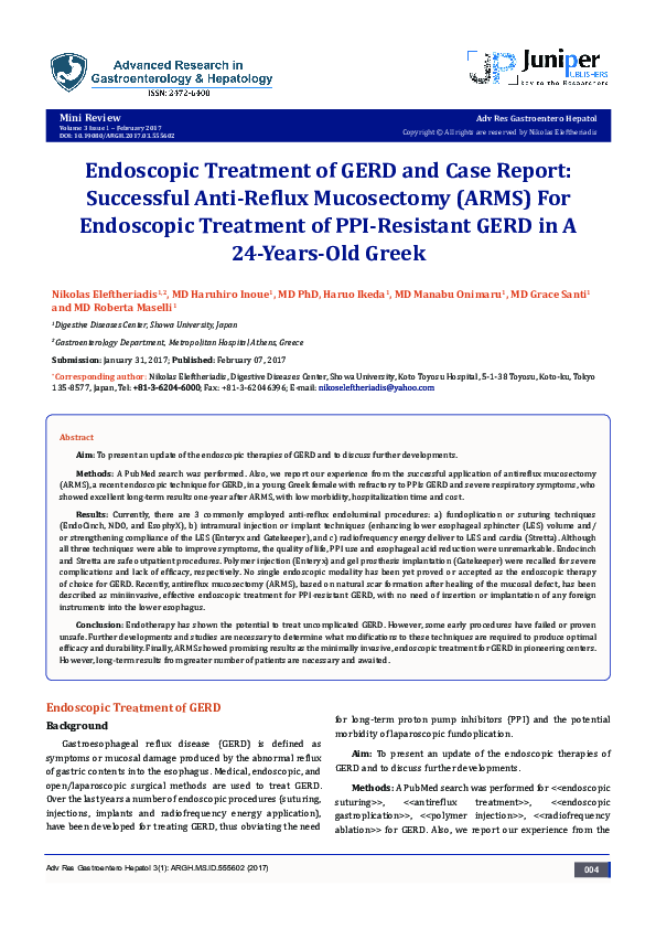 (PDF) Endoscopic Treatment of GERD and Case Report: Successful Anti ...