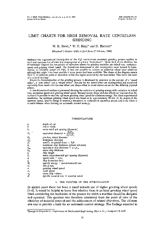 (PDF) Limit charts for high removal rate centrelessgrinding