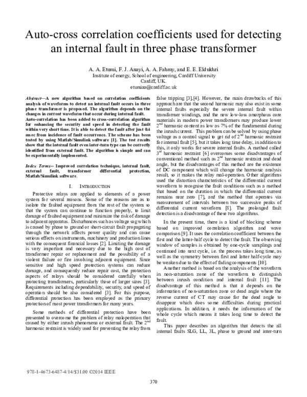 (PDF) Auto-cross correlation coefficients used for detecting an ...