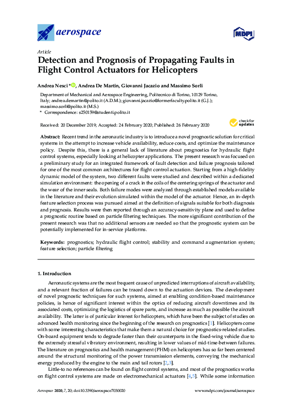 (PDF) Detection and Prognosis of Propagating Faults in Flight Control ...