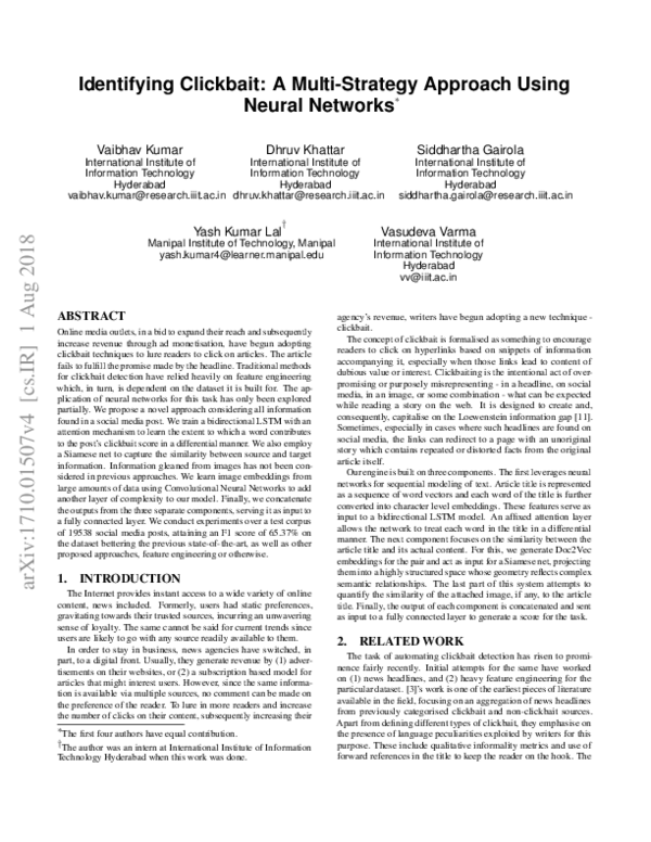 (PDF) Identifying Clickbait
