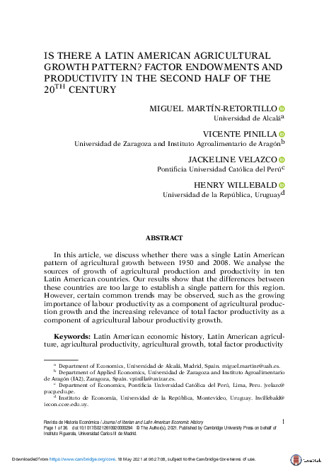 (PDF) Is There a Latin American Agricultural Growth Pattern? Factor ...