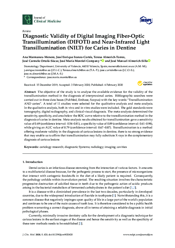 Pdf Assessment Of Near Infrared 780nm Light Transillumination Accuracy For Detection Of