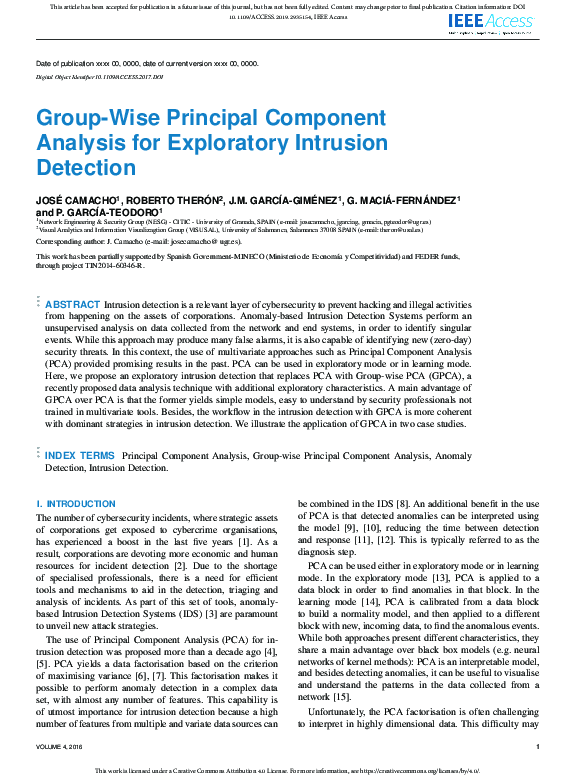 (PDF) Group-Wise Principal Component Analysis for Exploratory Intrusion Detection