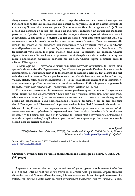 (PDF) Christine Guyonnet, Eric Neveu, ,Féminins/Masculins, sociologie ...