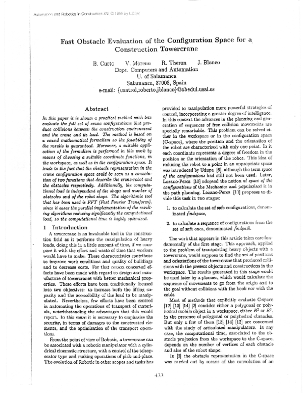 (PDF) Fast obstacle evaluation of the configuration space for a ...