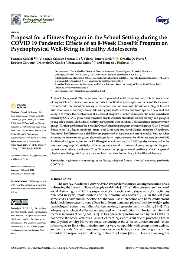 (PDF) Proposal for a Fitness Program in the School Setting during the ...