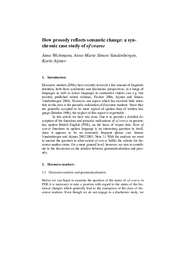 (PDF) How prosody reflects semantic change: A synchronic case study of ...