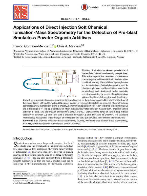 (PDF) Applications of Direct Injection Soft Chemical Ionisation-Mass ...