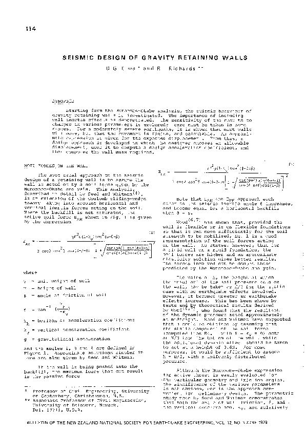 (PDF) Seismic design of gravity retaining walls