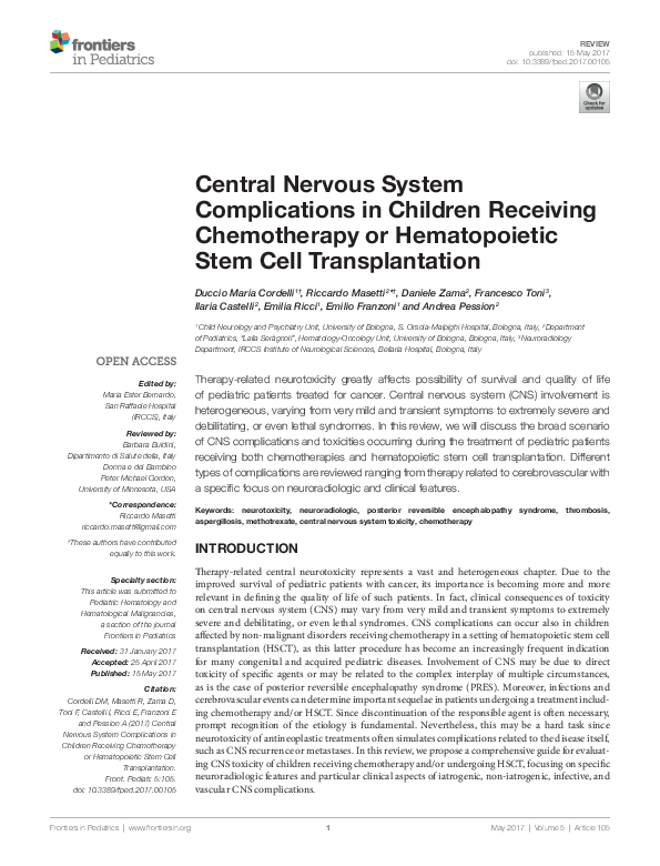 (PDF) Central nervous system complications in childhood leukemia ...