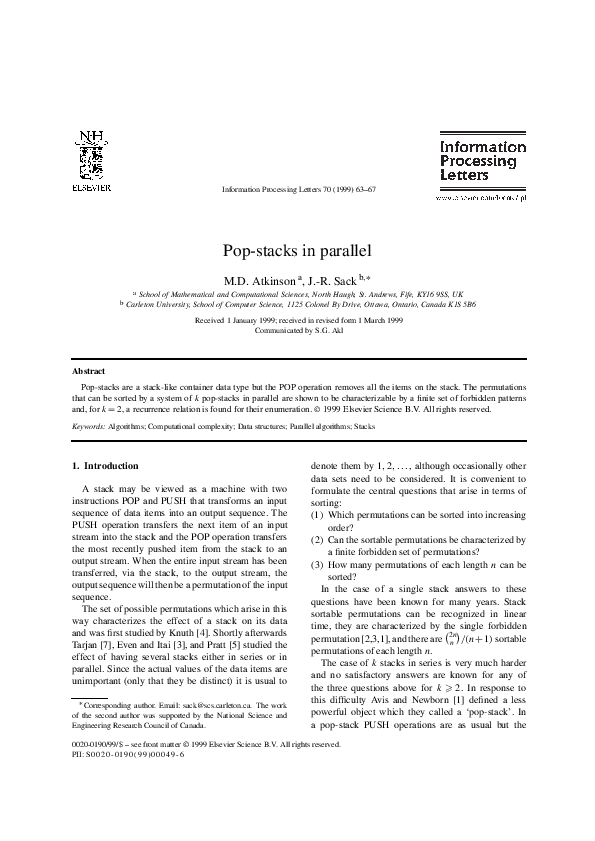 (PDF) Pop-stacks in parallel