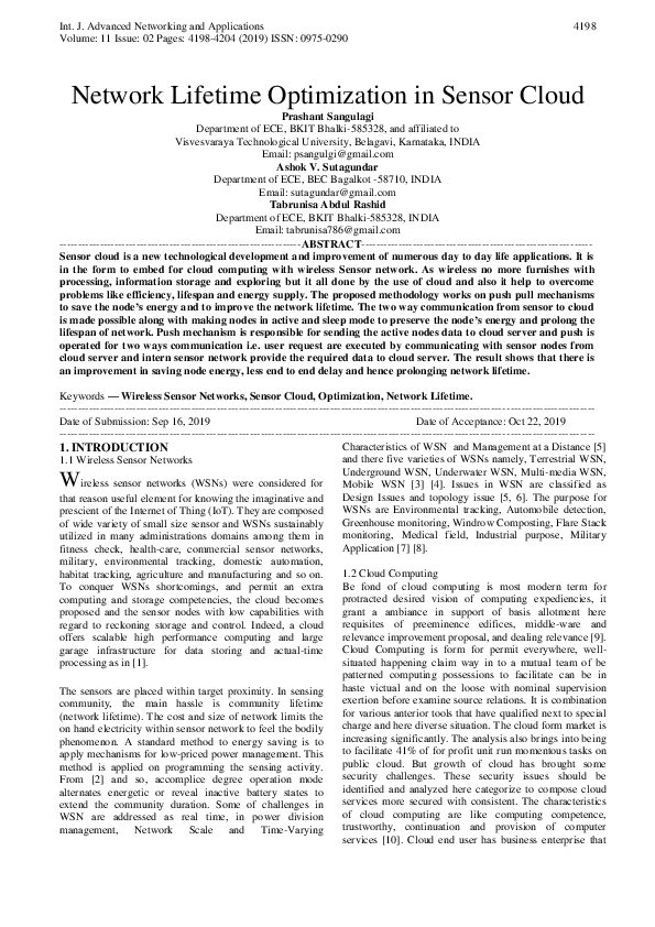 (PDF) Network Lifetime Optimization in Sensor Cloud