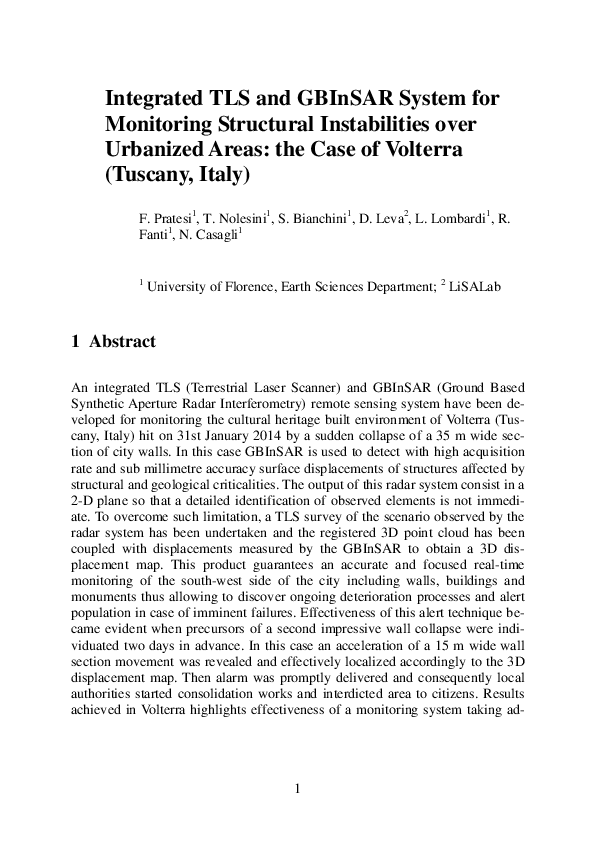 (PDF) Integrated TLS and GBInSAR System for Monitoring Structural ...