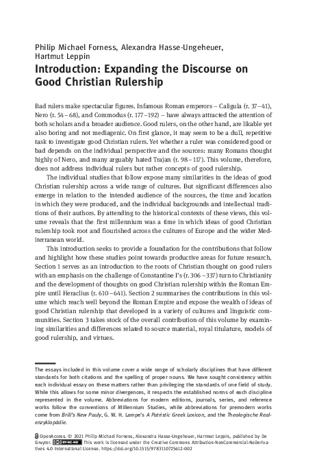 (PDF) Introduction: Expanding the Discourse on Good Christian Rulership ...