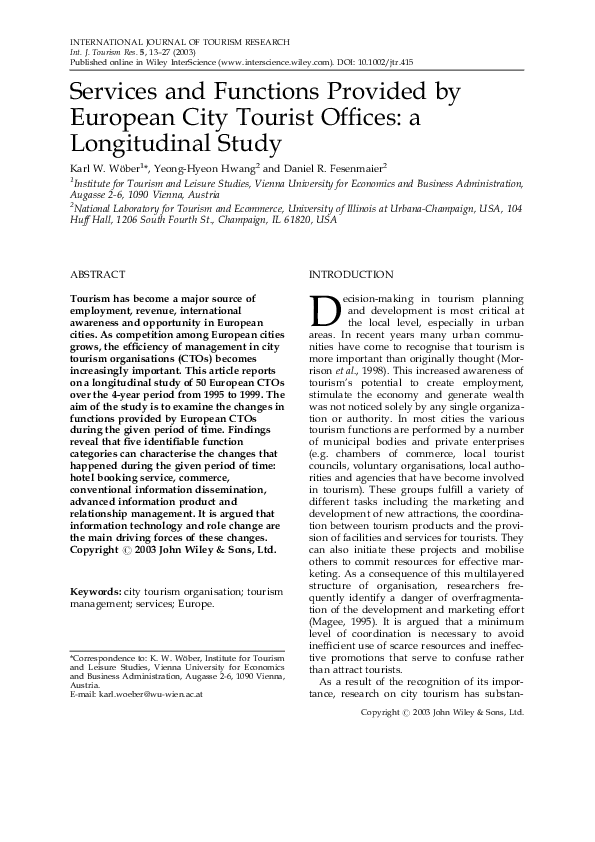 (PDF) Services and functions provided by European city tourist offices ...