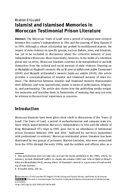 (PDF) Islamist and Islamised Memories in Moroccan Testimonial Prison ...