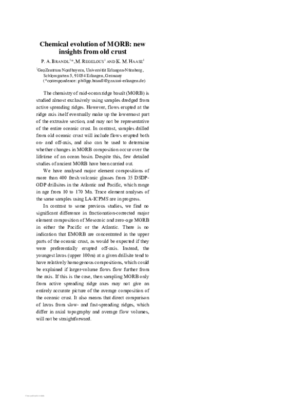 (PDF) Chemical evolution of MORB: New insights from old crust
