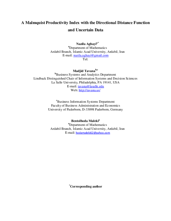 (PDF) A Malmquist Productivity Index with Directional Distance Function ...