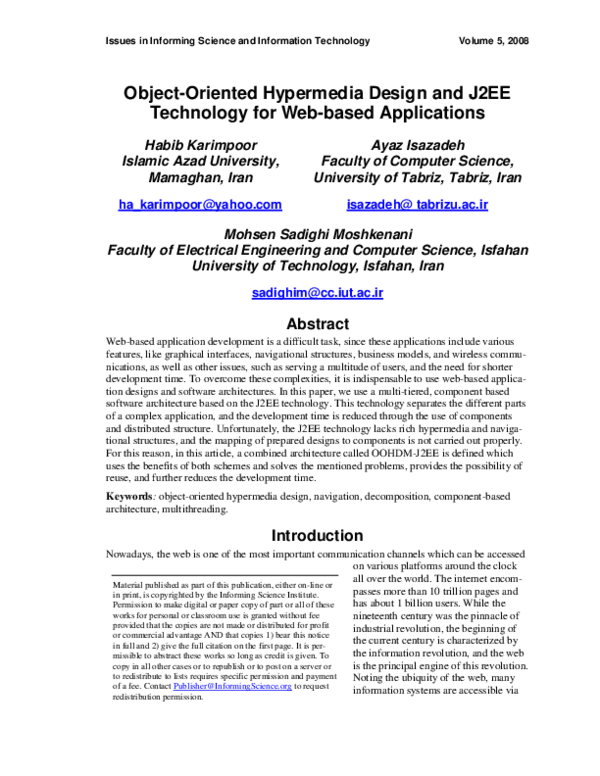 (PDF) Object-Oriented Hypermedia Design and J2EE Technology for Web-based Applications