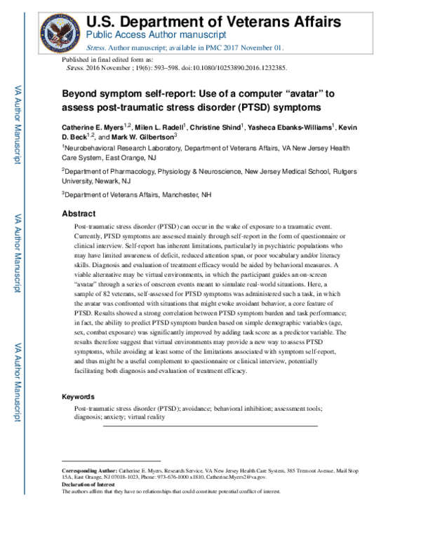 (PDF) Beyond symptom self-report: use of a computer "avatar" to assess ...