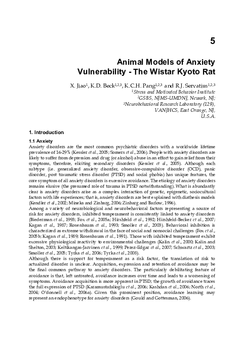 (PDF) Animal Models of Anxiety Vulnerability - The Wistar Kyoto Rat
