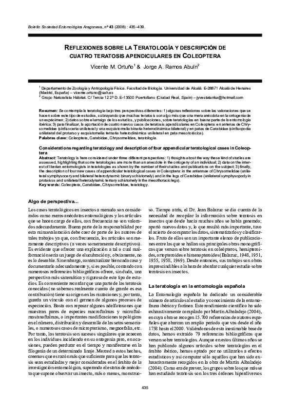 (PDF) Reflexiones sobre la Teratología y descripción de cuatro ...