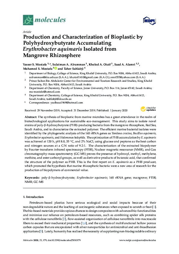 (PDF) Production and Characterization of Bioplastic by Polyhydroxybutyrate Accumulating ...