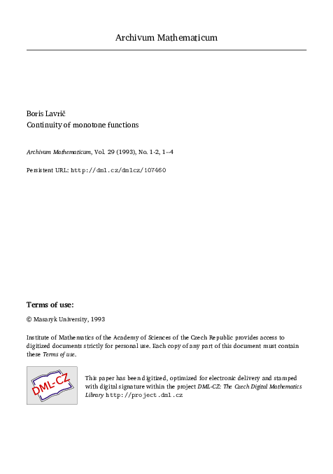 (PDF) Continuity of monotone functions