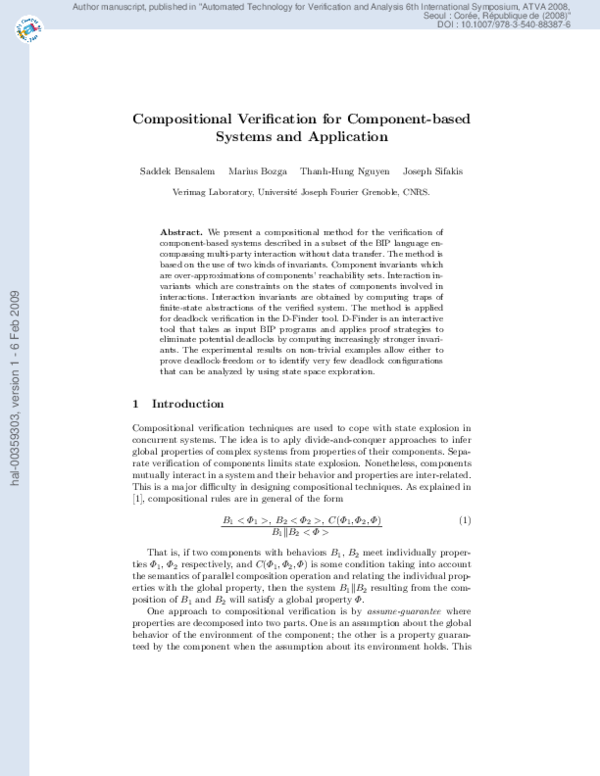 (PDF) Compositional verification for component-based systems and application | The Thanh Hung ...