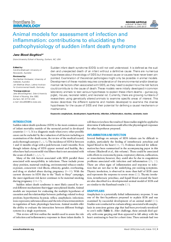 (PDF) Animal Models for Assessment of Infection and Inflammation ...