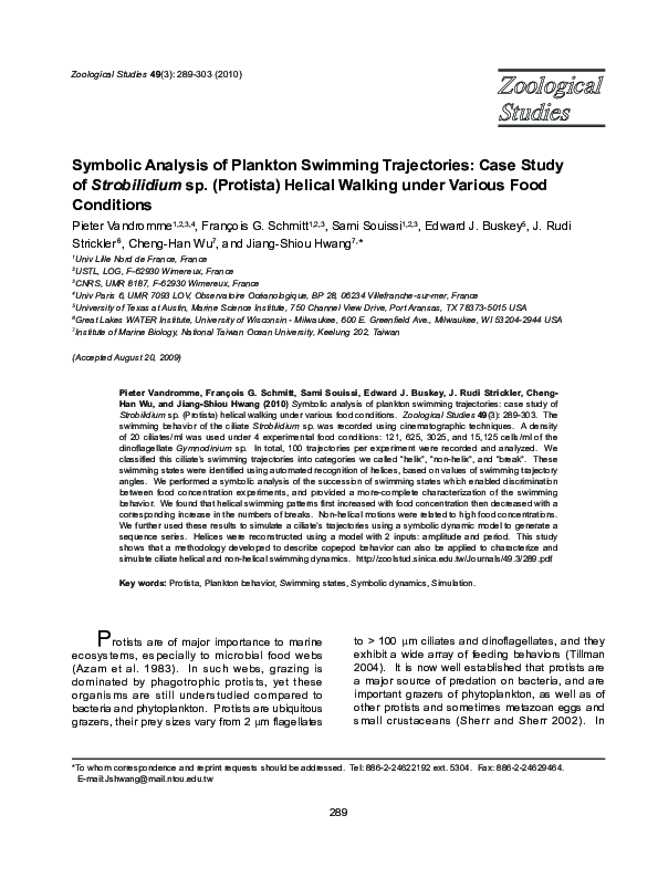 (PDF) Symbolic analysis of plankton swimming trajectories: Case study ...