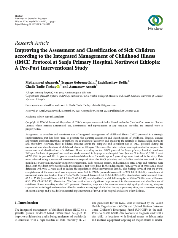 (PDF) Improving the Assessment and Classification of Sick Children ...