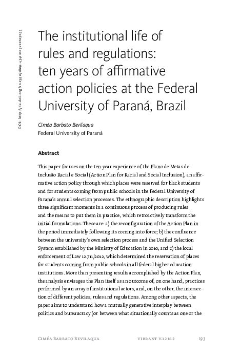 (PDF) The institutional life of rules and regulations: ten years of ...