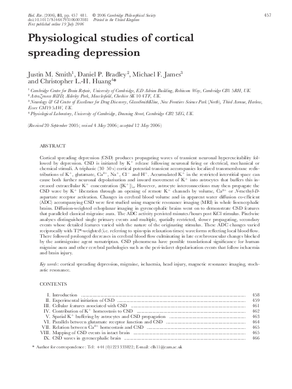 (PDF) Mechanisms of initiation of cortical spreading depression ...