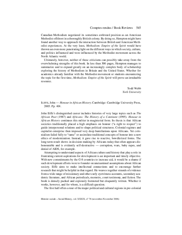 (PDF) Iliffe, John — Honour in African History