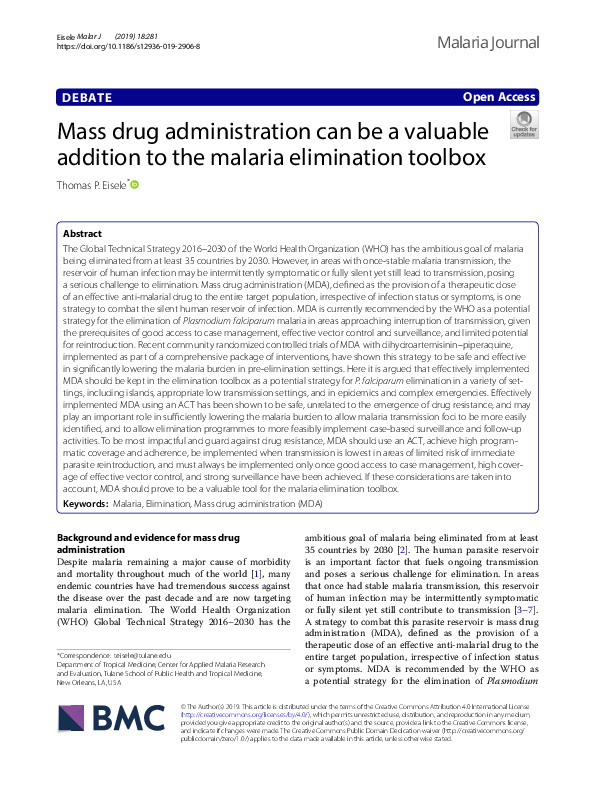 (PDF) Mass drug administration can be a valuable addition to the ...
