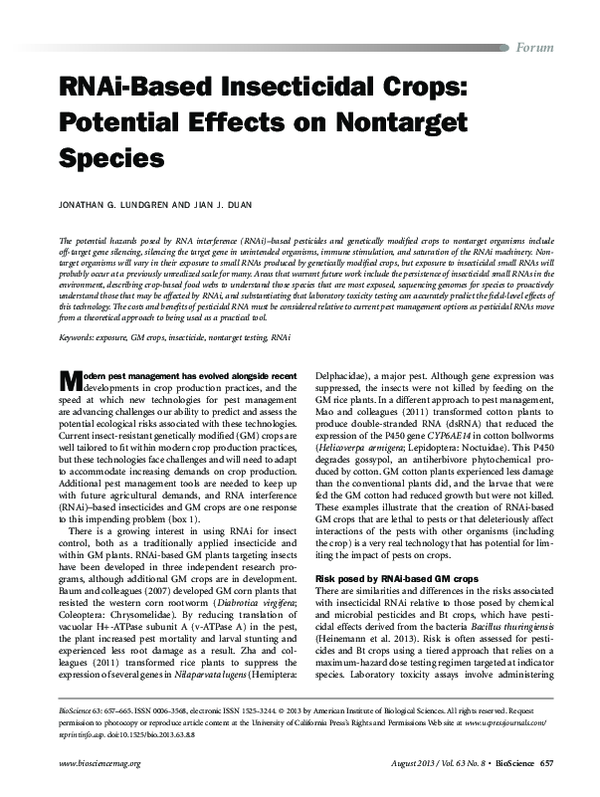 (PDF) RNAi-Based Insecticidal Crops