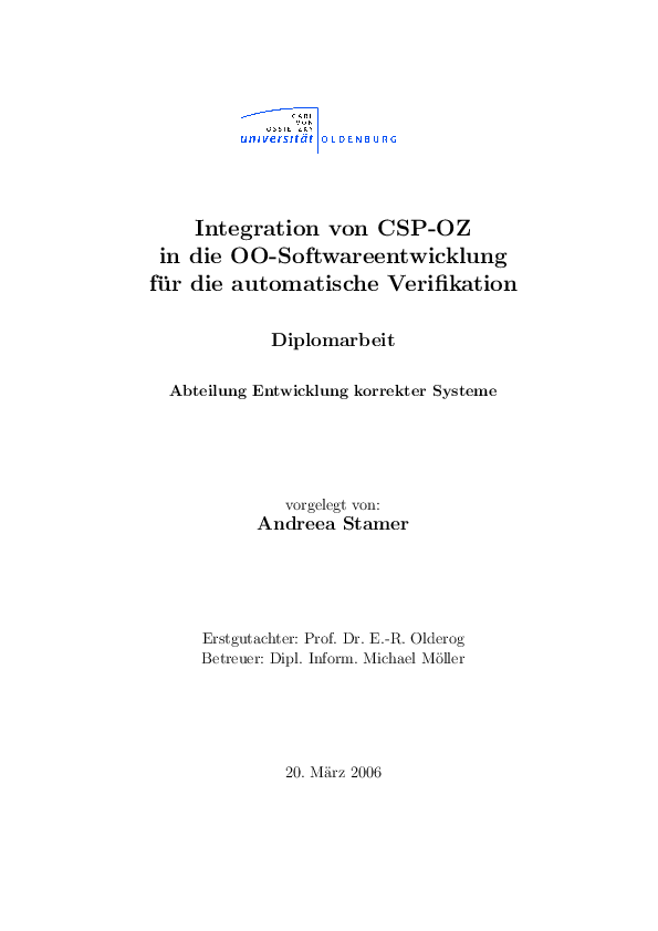 (PDF) Integration von CSP-OZ in die OO-Softwareentwicklung fur die ...