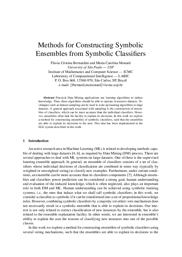 Pdf Methods For Constructing Symbolic Ensembles From Symbolic Classifiers
